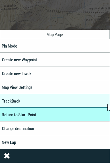 Return to start point / TrackBack – Help center