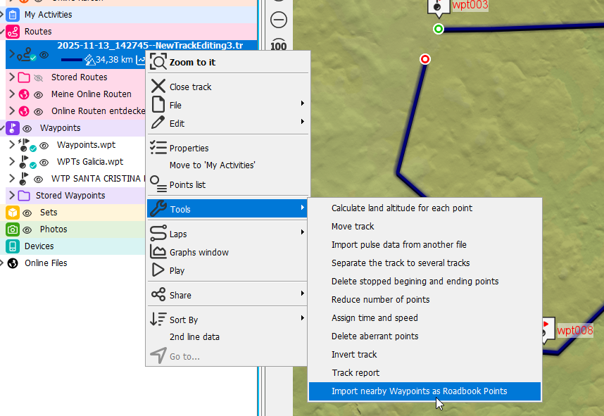 Create roadbook points with a waypoint file – Help center