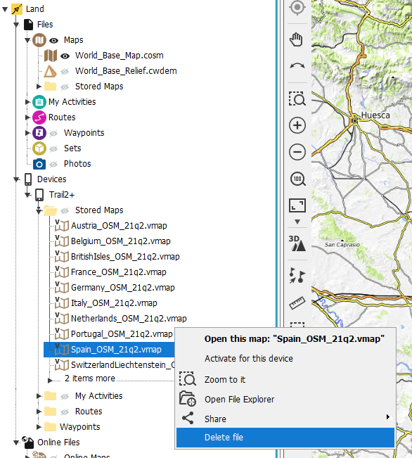 Eliminar mapas de la memoria de un Dispositivo GPS – Centro de ayuda